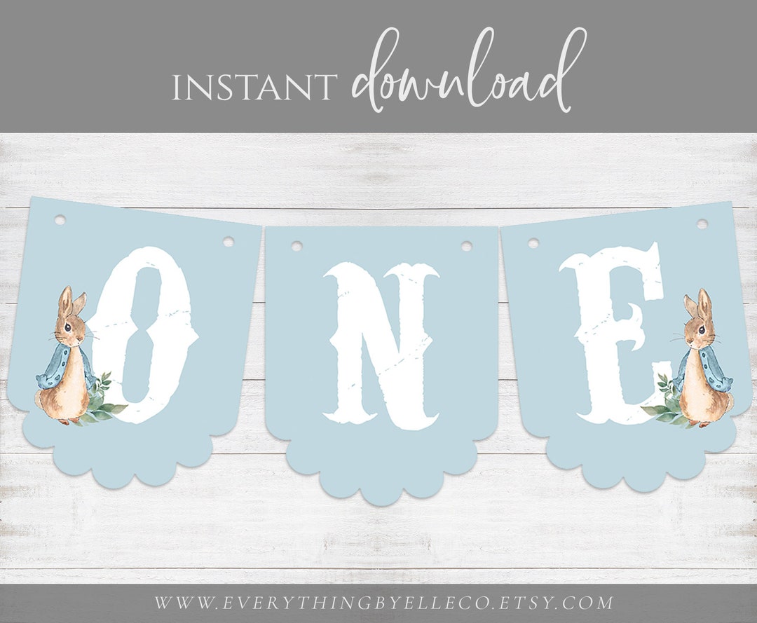 Peter Rabbit Printable Banner, 1st Birthday Peter Rabbit Pennant High ...