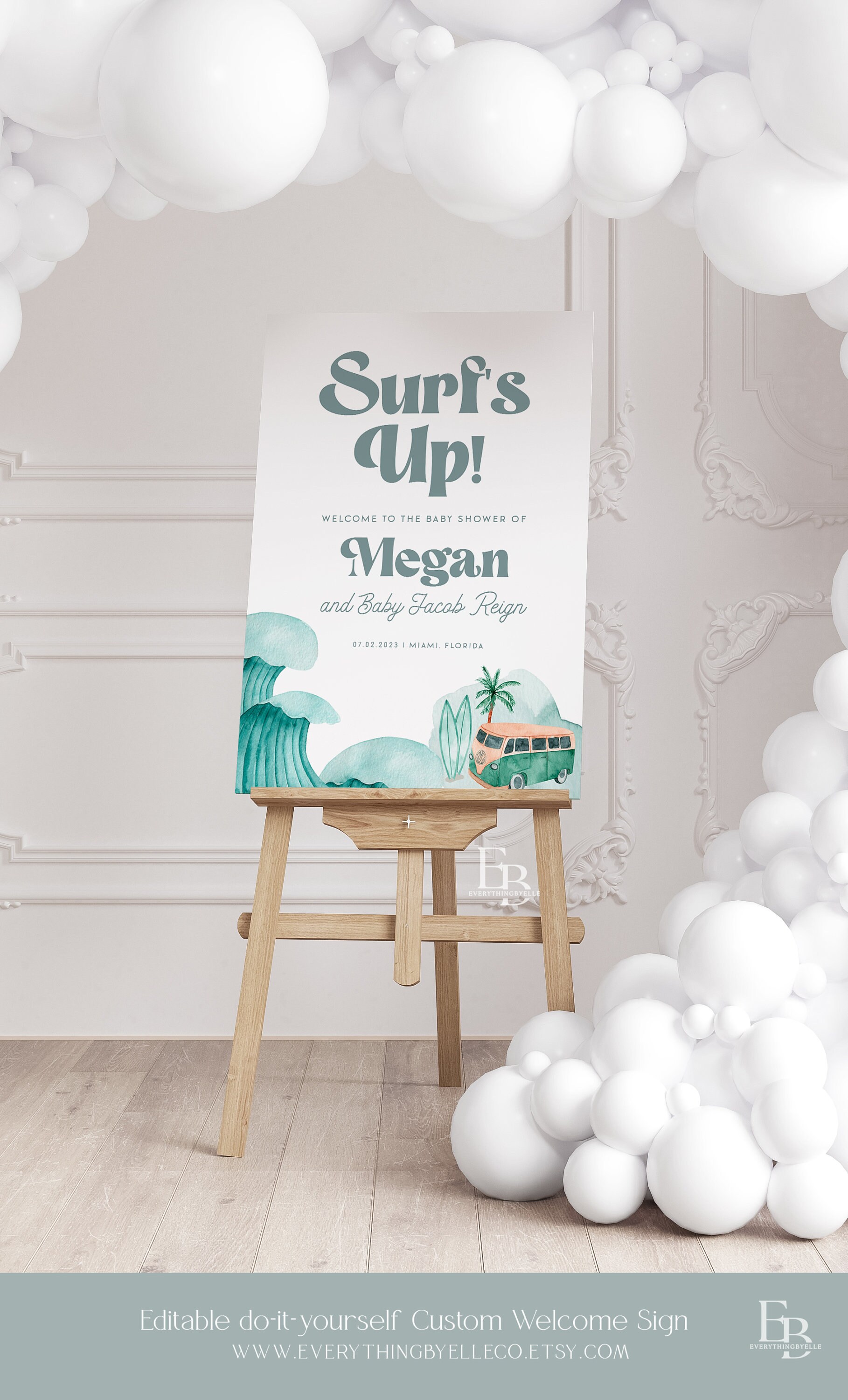 Surf Baby Invitation Editable Surf's up Baby Shower - Etsy