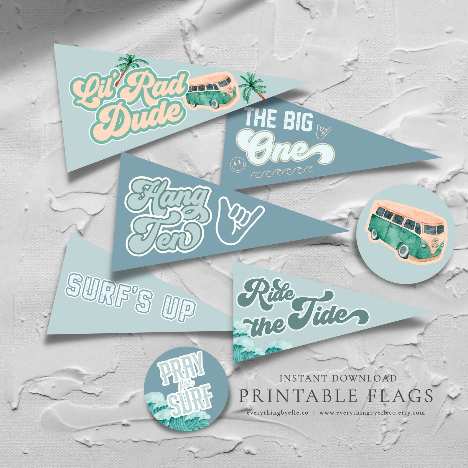 The Big ONE Pennant Flags Printable Surfs up 1st Birthday | Etsy UK