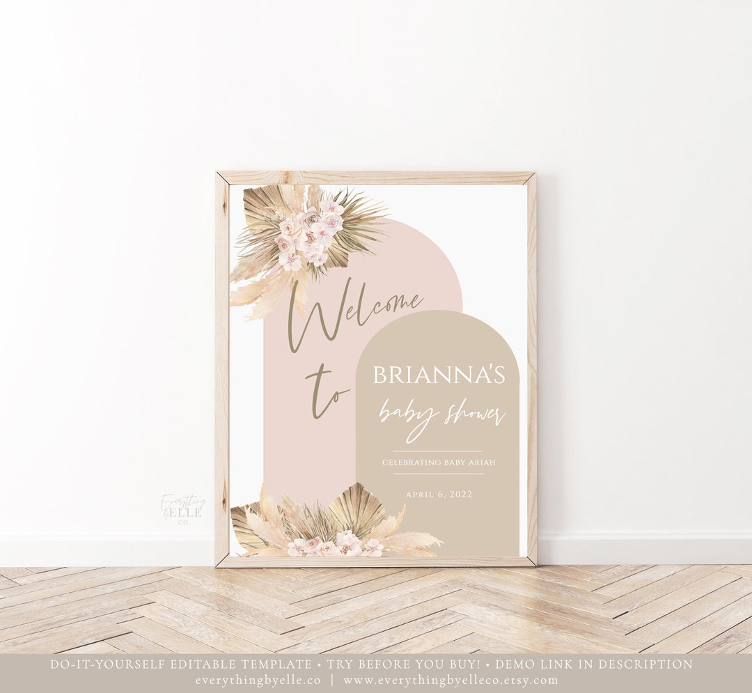 Editable Pampas Grass Baby Shower Sign Boho Baby Shower - Etsy Portugal