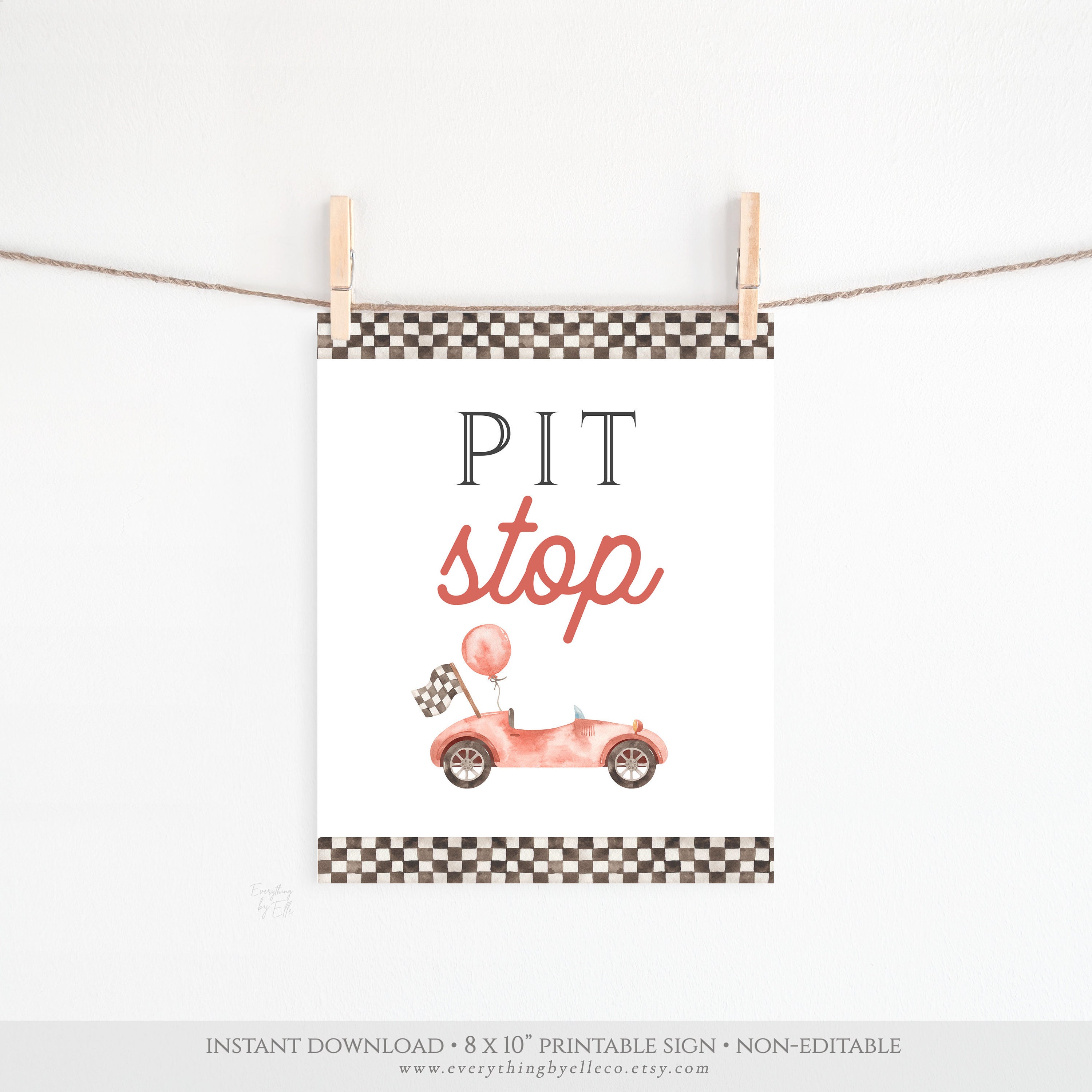 Race Car Birthday Sign Printable Pit Stop Vintage Racer | Etsy