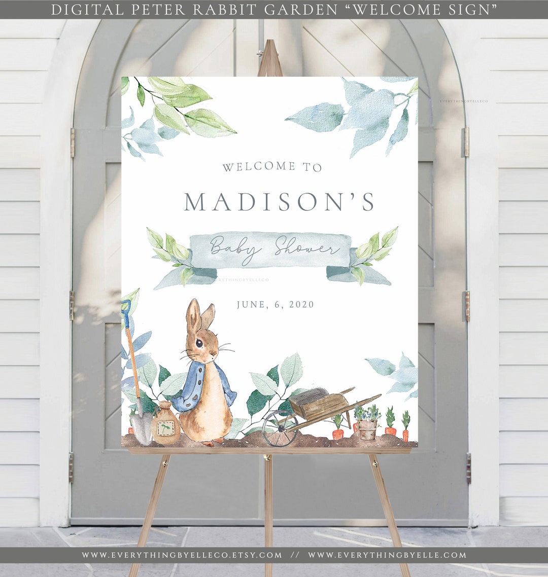 Peter Rabbit Printable Sign Personalized 16x20, Welcome Sign Peter ...