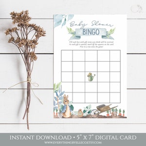 Peter Rabbit Bingo Card Game Printable Baby Shower Invitation Card ...