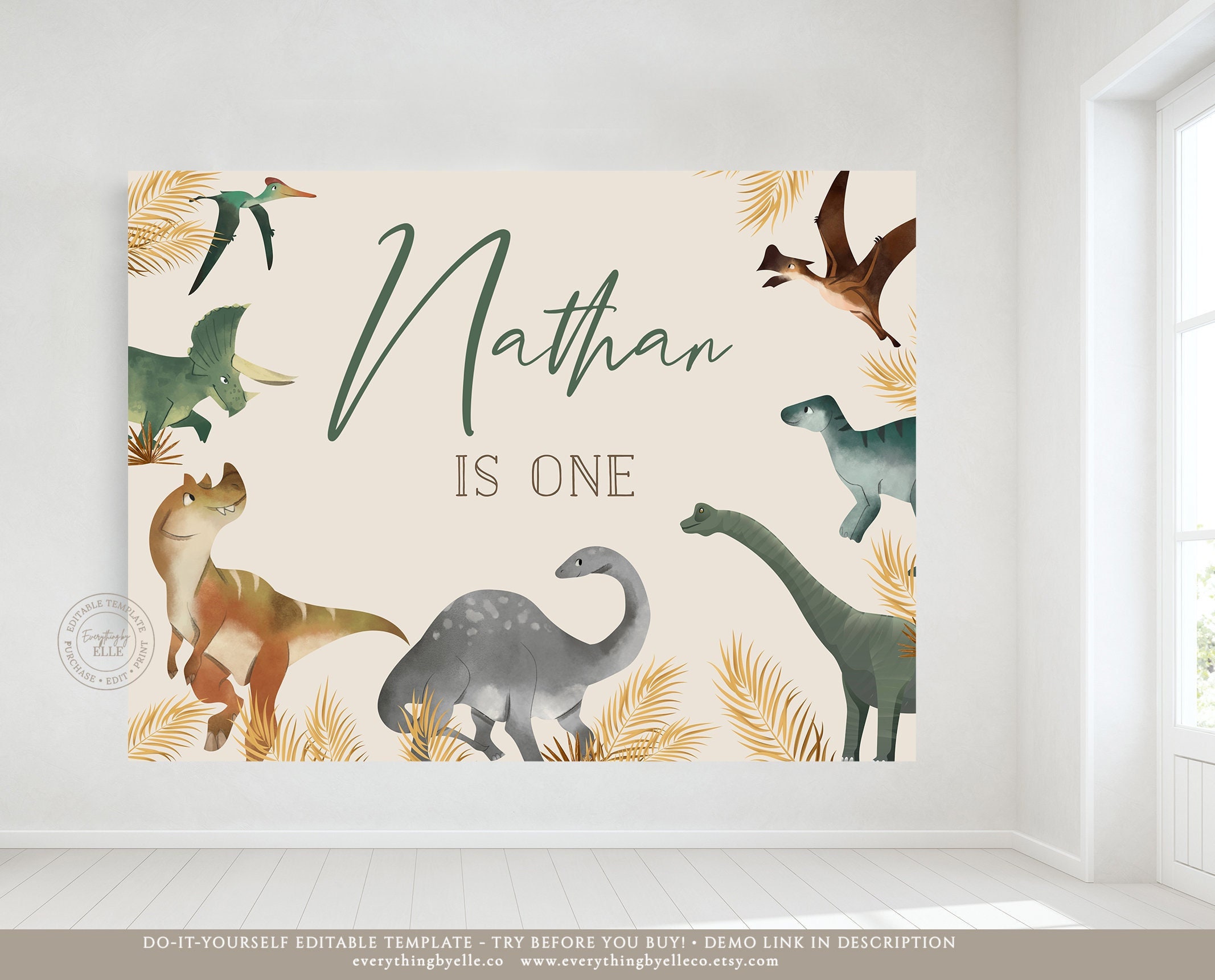 Party Décor Party Supplies Large Scale Backdrop Printable Dino Theme ...