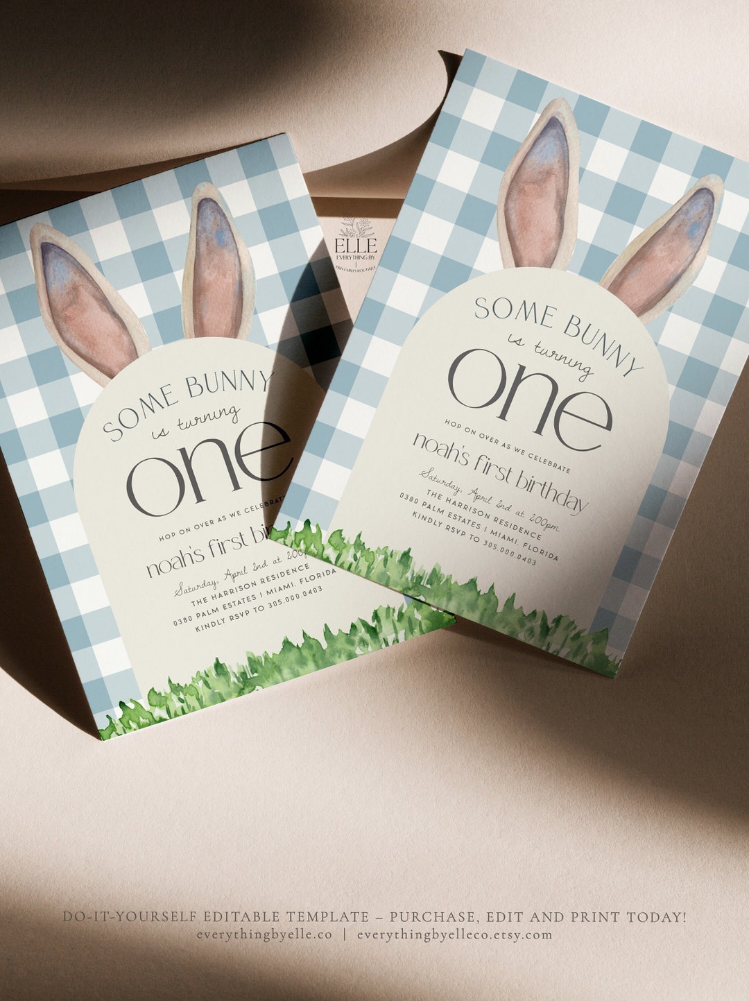 Some Bunny First Birthday Invitation Editable, Bunny Rabbit 1st ...