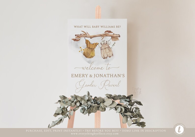 Boho Boy or Girl Pennant Banner Printable Instant Boho Gender | Etsy