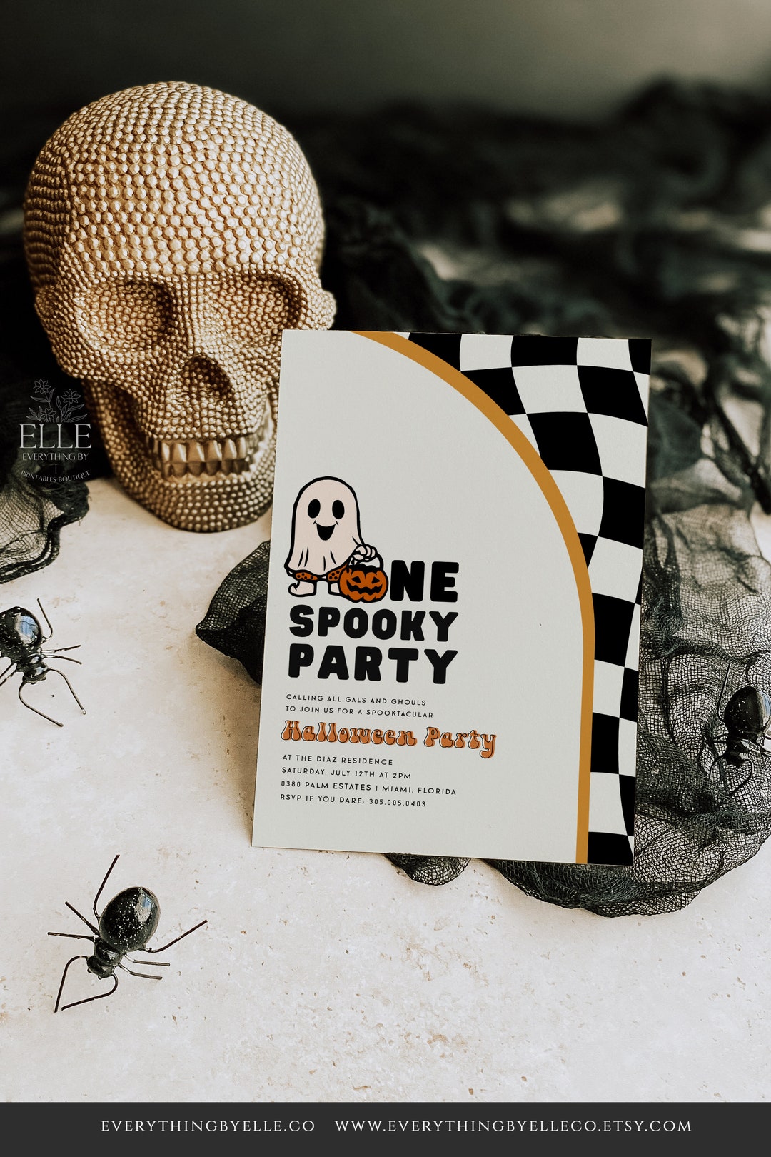 Kids Halloween Party Editable Invitation, One Spooky Halloween Birthday ...