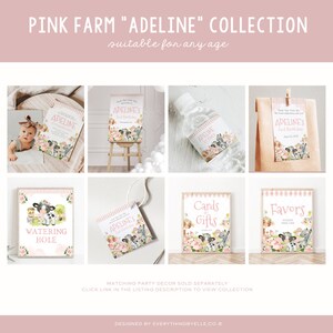 Pink Farm Printable Sign, Watering Hole Table Sign, Farm Animals ...