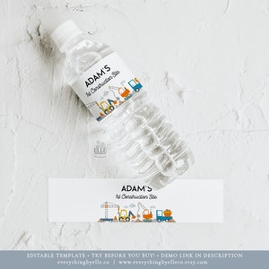 1st Birthday Construction Welcome Sign, Editable Construction Trucks ...