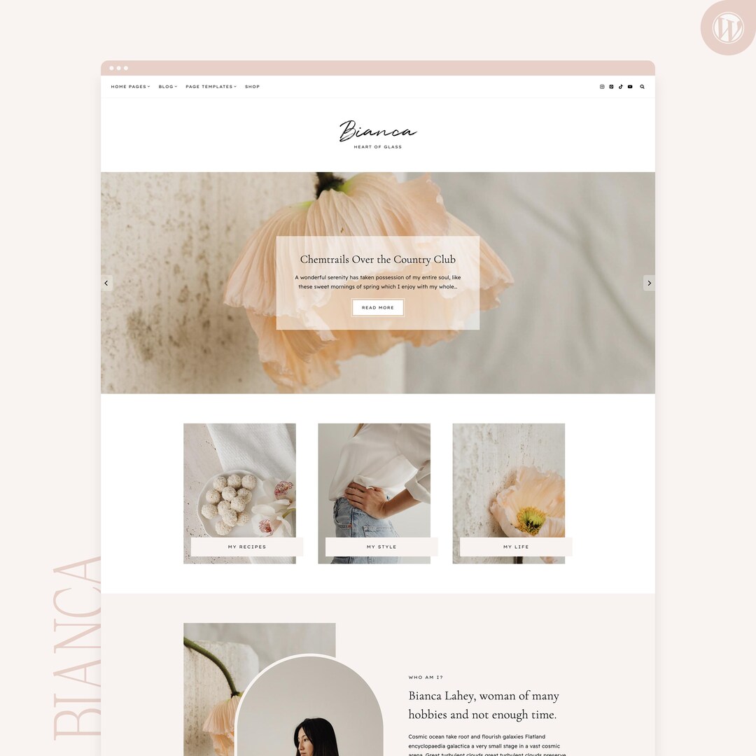 Feminine Wordpress Blog Theme | Bianca Website Template | Kadence ...