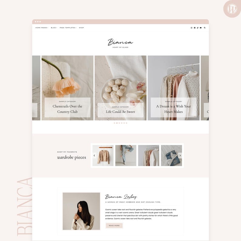 Feminine Wordpress Blog Theme | Bianca Website Template | Kadence ...