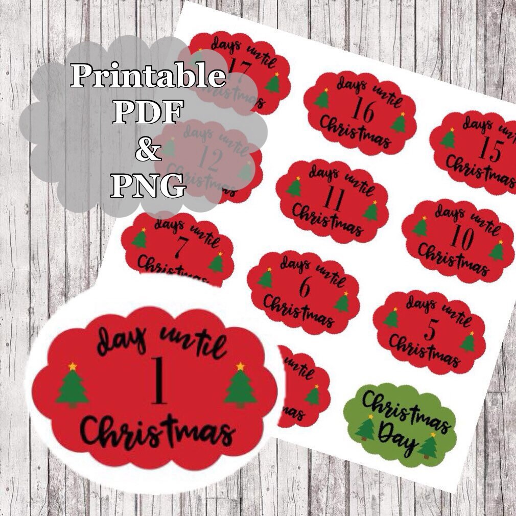 PRINTABLE Christmas Countdown Planner Stickers Download // Days Until ...