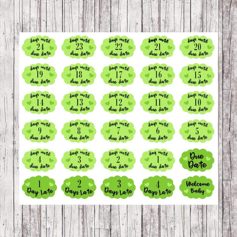 PRINTABLE Baby Due Date Count Down Planner Stickers Download // Days ...