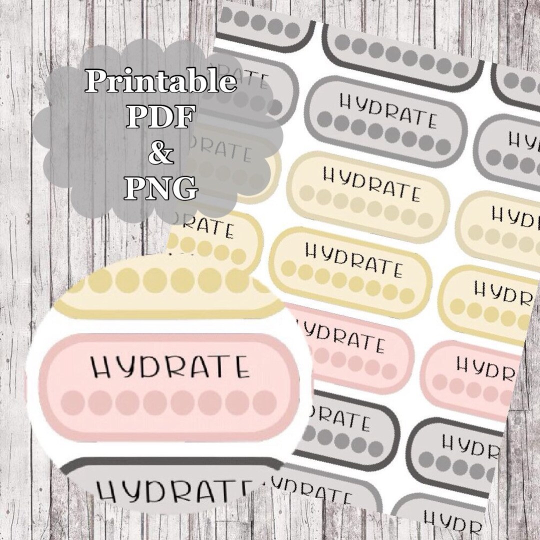 PRINTED Hydrate Water Tracker Planner Stickers Neutral Download ...