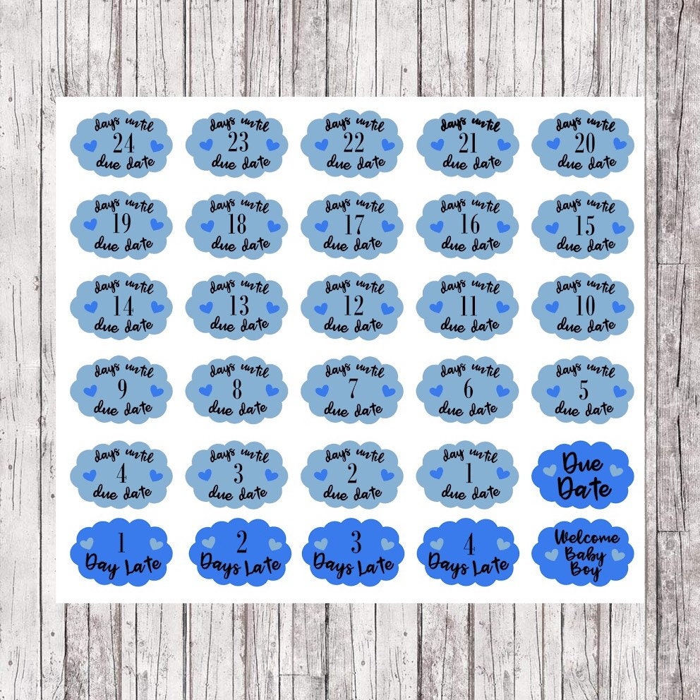 PRINTABLE Baby Boy Due Date Count Down Planner Stickers Download ...