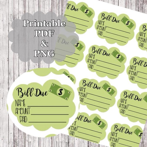 PRINTABLE Bill Due Planner Stickers Download // Planner - Etsy