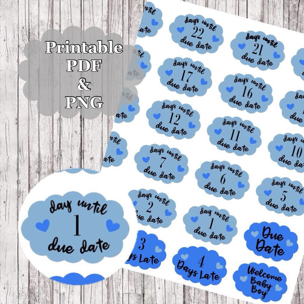 PRINTABLE Baby Boy Due Date Count Down Planner Stickers - Etsy UK