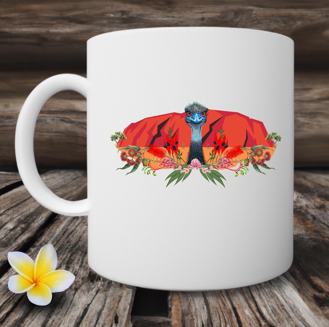 AUSTRALIAN WILDFLOWER MUG, Emu Mug, Uluru Mug, Souvenir, Gift for ...