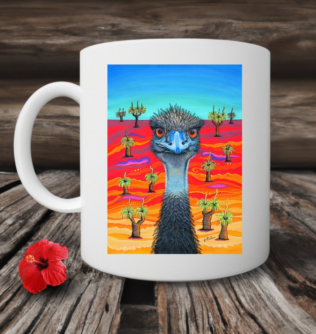 Aussie Emu Original Art Mug, Coffee Australian Mug, Australian Outback ...
