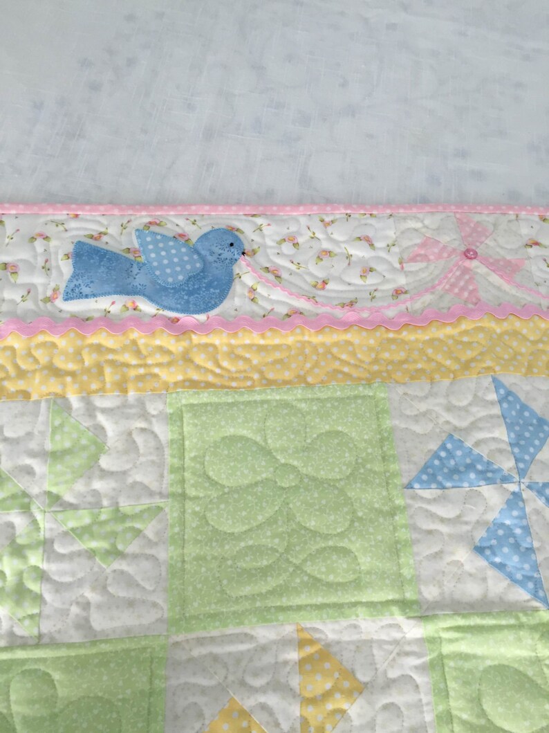 Sweet Tweet, Quilt, Blanket, Baby, Birds, Pastel Colors, Pinwheels ...