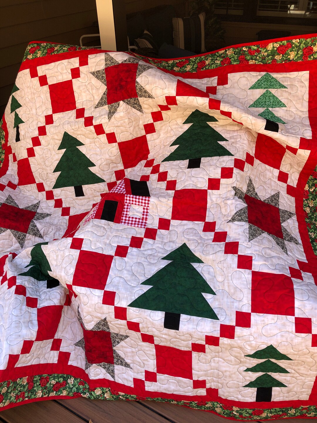 Path to Grandmas House, Throw Quilt, Christmas Quilt, Country Christmas ...
