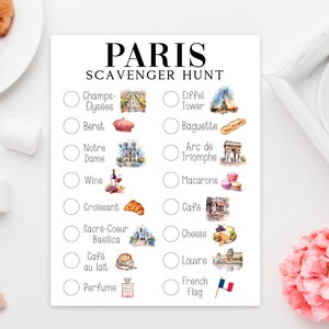 Paris Scavenger Hunt Printable Paris Party Game Paris Birthday Party ...
