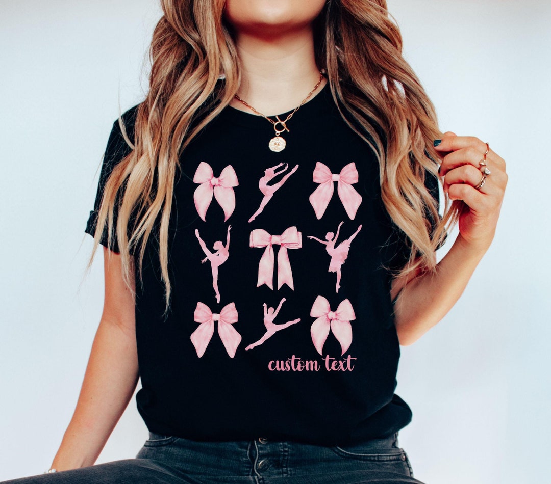 Custom Coquette Dance Shirt Pink Bow Ballet Shirt Personalized Dance ...