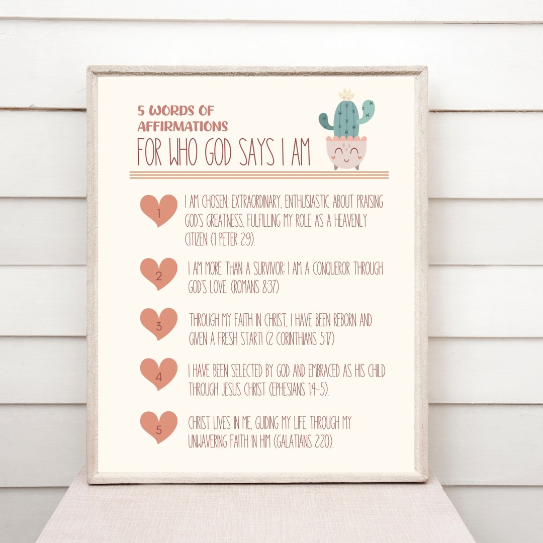 Who God Says I Am Printable | Christian Scripture Affirmations Art ...