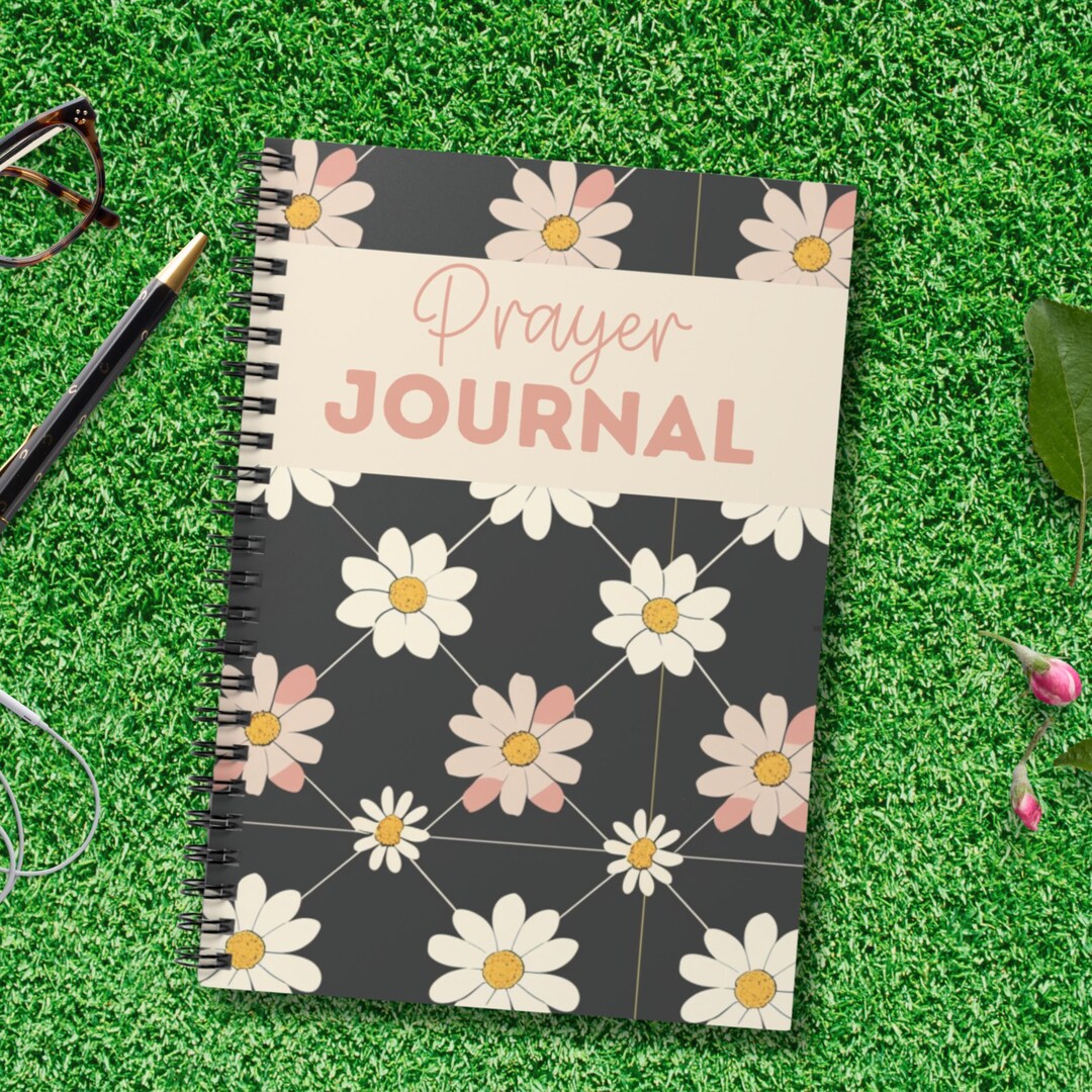 Retro Flower Prayer Journal Notebook Spiral Lined Pages for Your Quiet ...