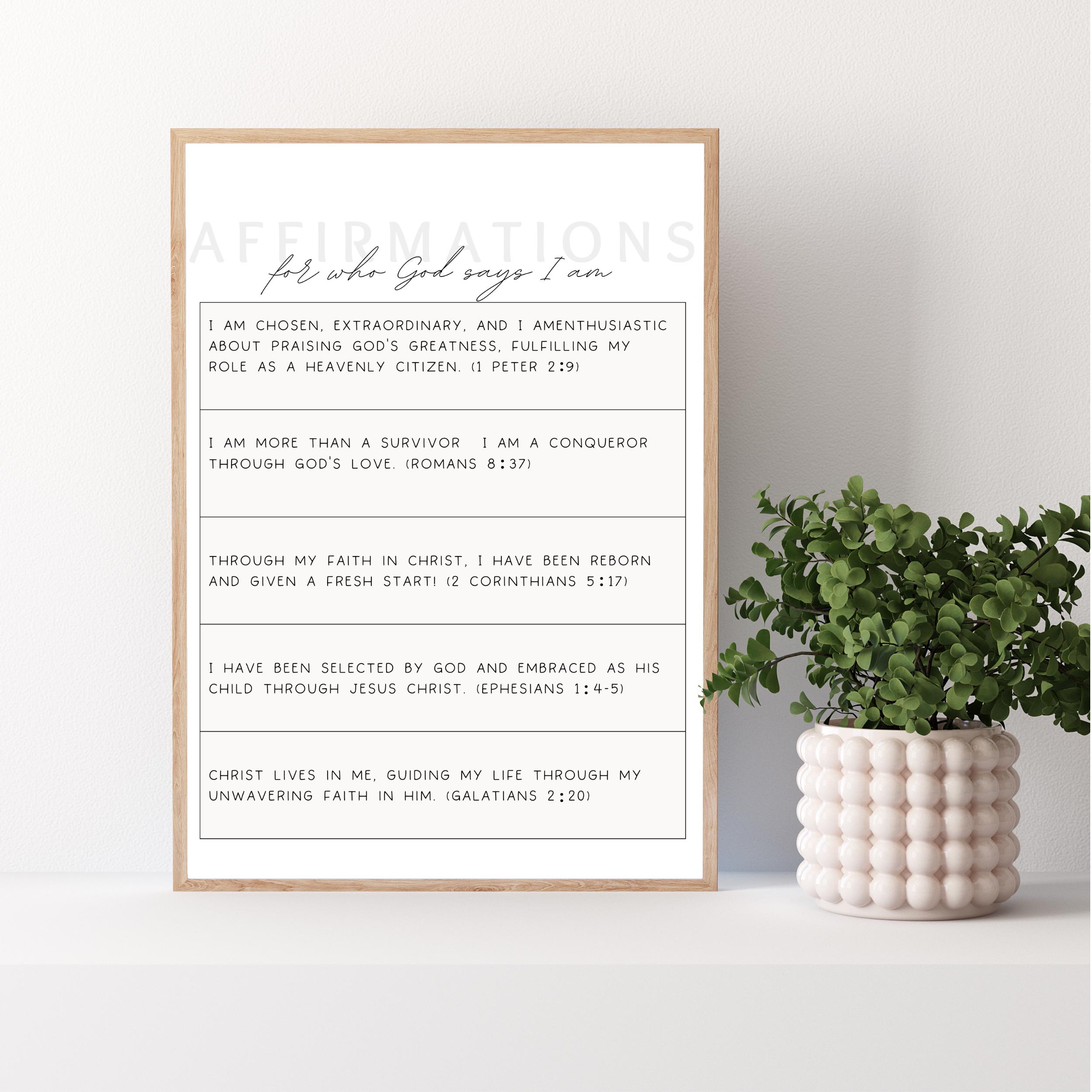 Who God Says I Am Scripture Affirmations Christian Trendy Minimal ...