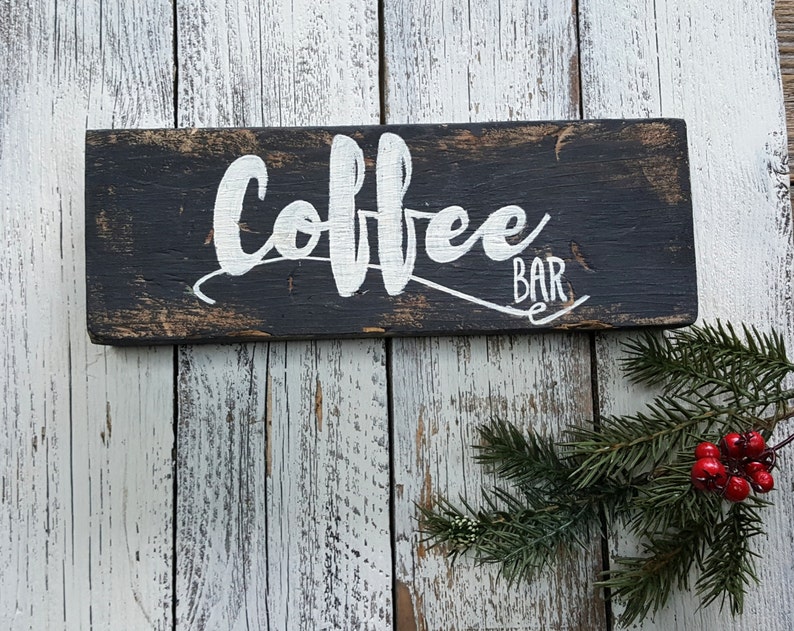 Coffee bar sign coffee sign rustic sign with distressing | Etsy