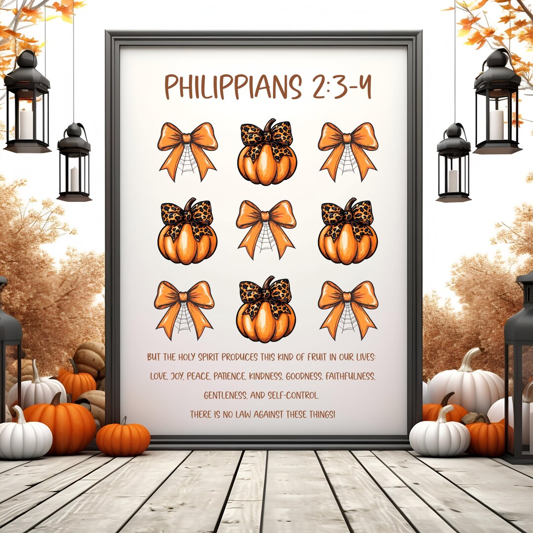 Philippians 2:3-4 Fall Scripture Wall Art | Christian Pumpkin Printable ...