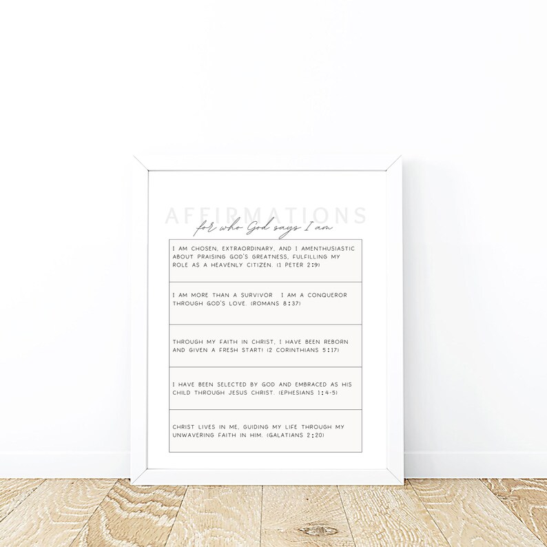 Who God Says I Am Scripture Affirmations Christian Trendy Minimal ...