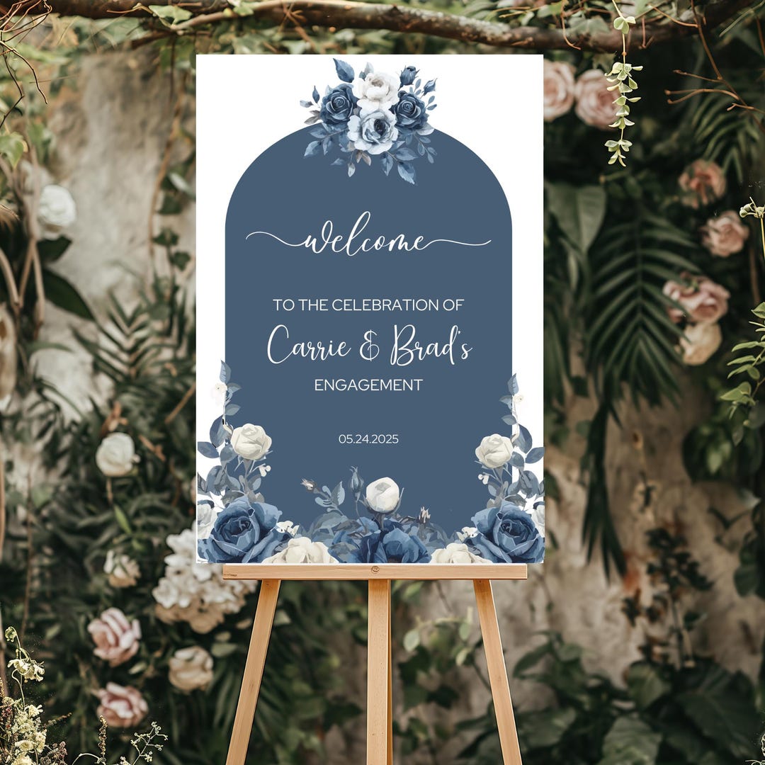 Engagement Sign, Engagement Party Signs, Welcome Sign, Floral Sign ...