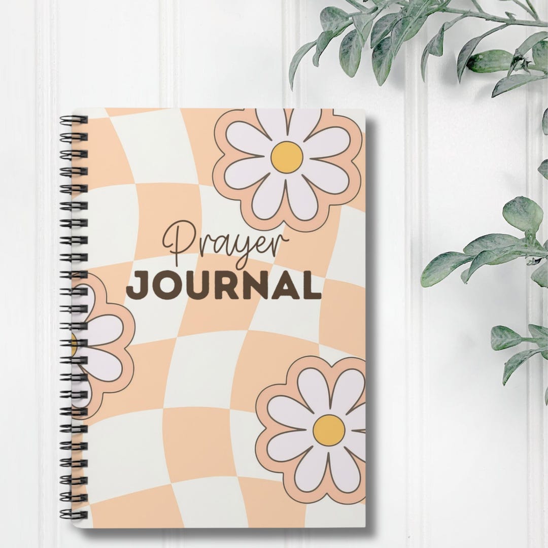Retro Checkered Floral Prayer Journal, Notebook Spiral Lined Pages for ...
