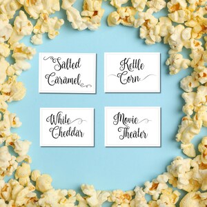 Popcorn Bar Labels, Digital Download Popcorn Bar Sign Package, FIVE ...