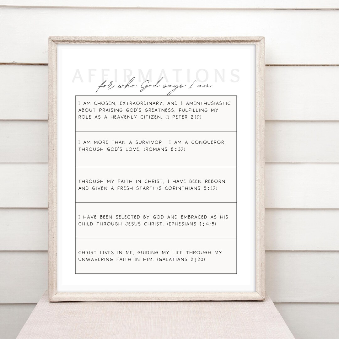 Who God Says I Am Scripture Affirmations Christian Trendy Minimal ...