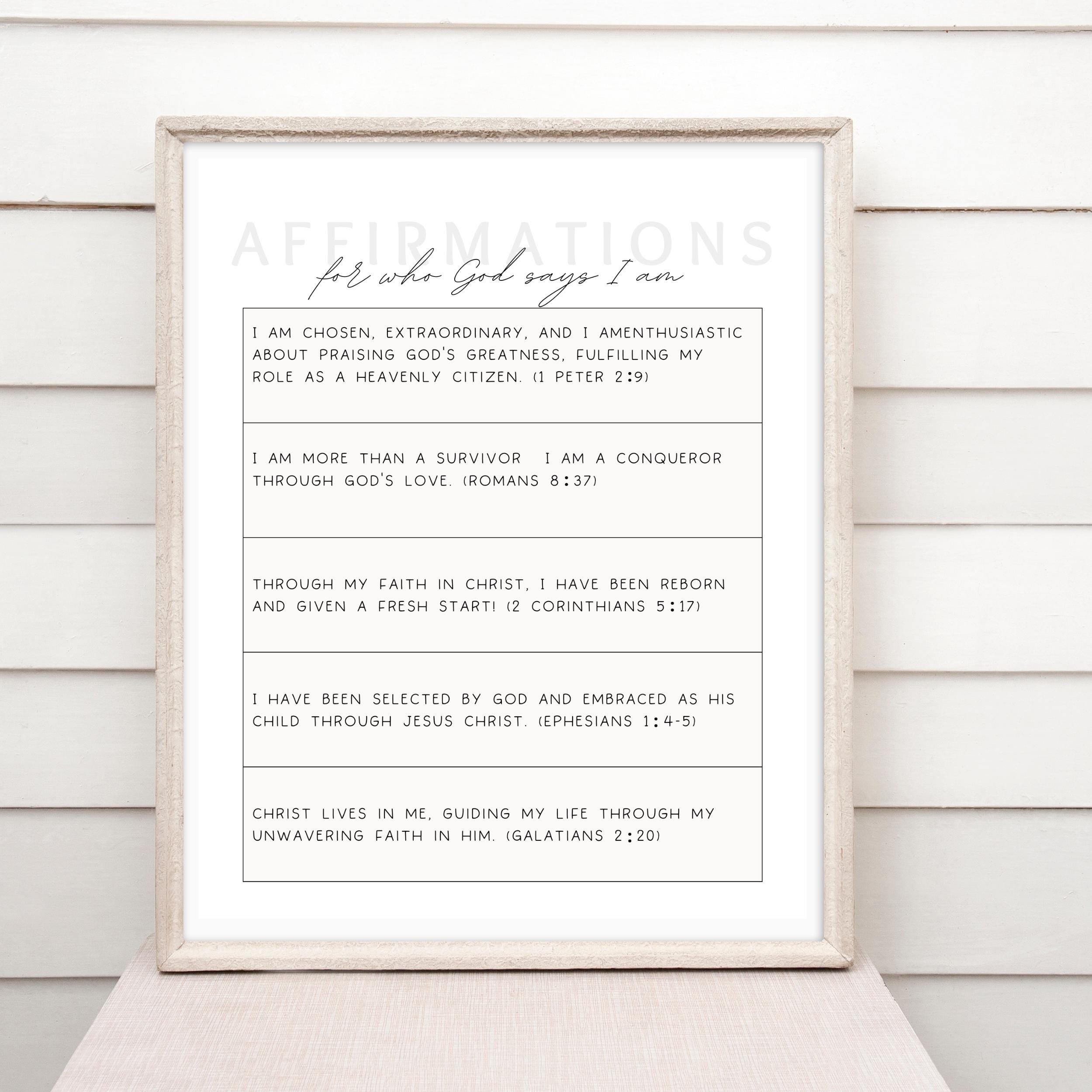 Who God Says I Am Scripture Affirmations Christian Trendy Minimal ...