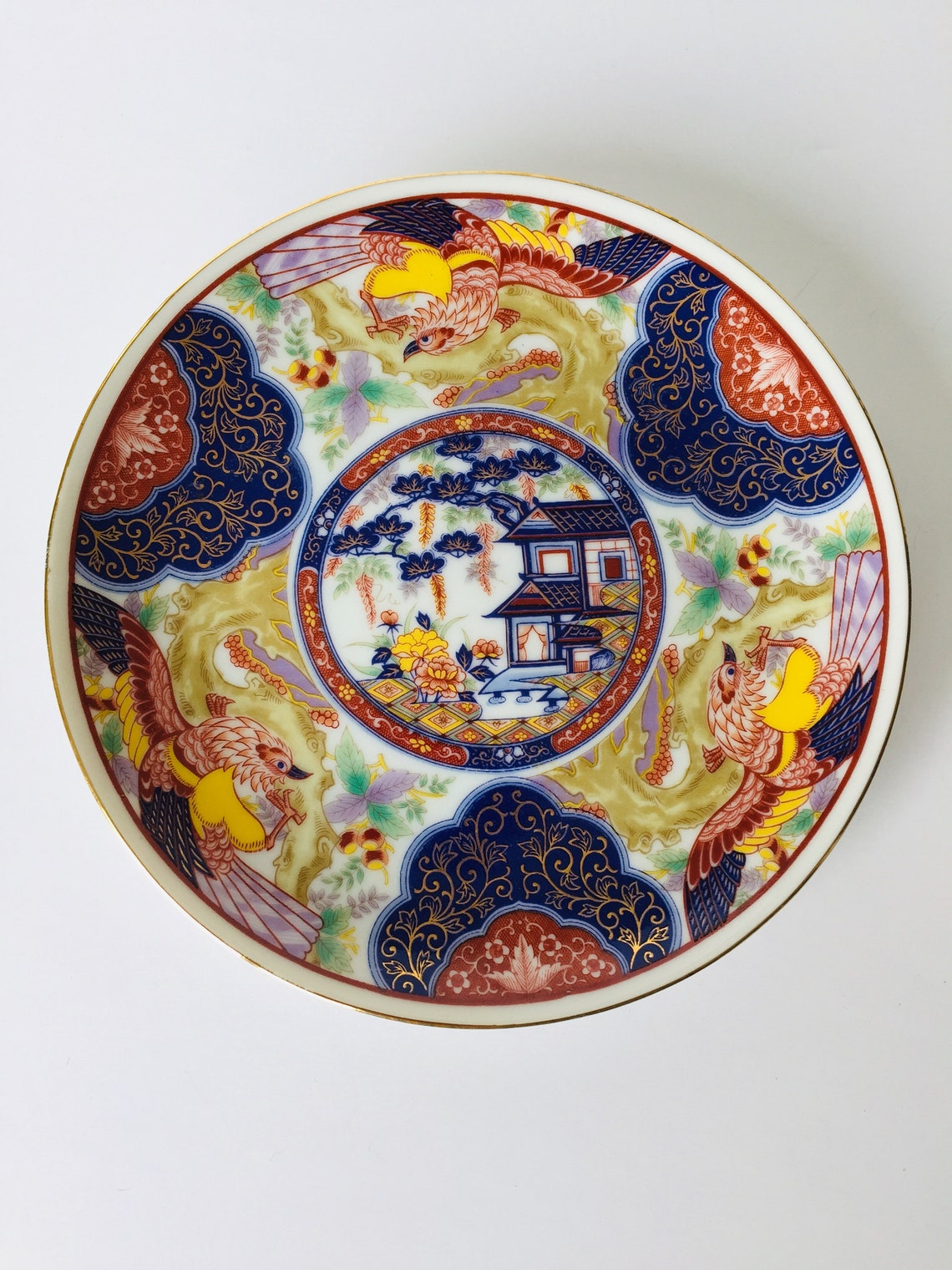 Imari Ware Plate Bird Pattern Pagodas Red Blue Gilt Japan - Etsy