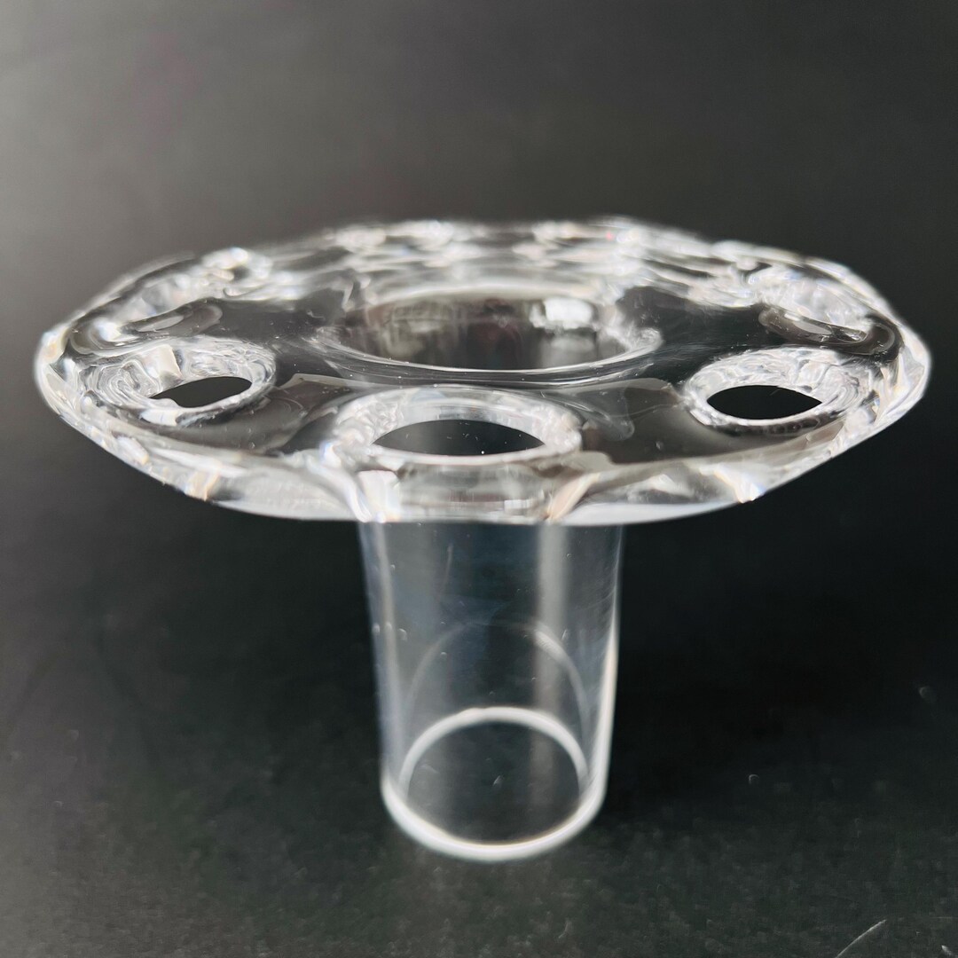 Clear Glass Flower Frog With Neck Art Deco Circa 1910-1939 8 Holes Plus ...