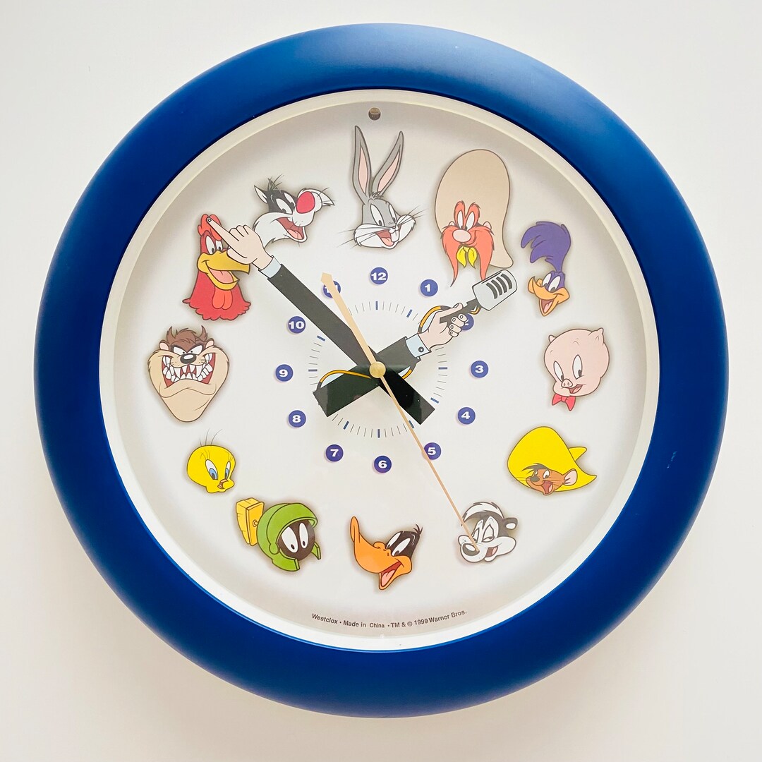 Vintage Looney Tunes Talking Wall Clock Warner Brothers 1999 Westclox ...