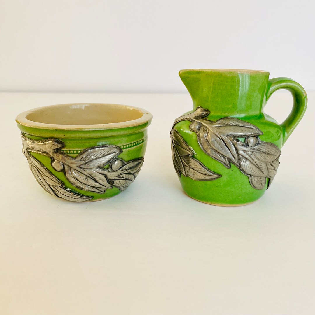 Mini Buchan Portobello Scotland Green Creamer and Open Sugar Bowl With ...