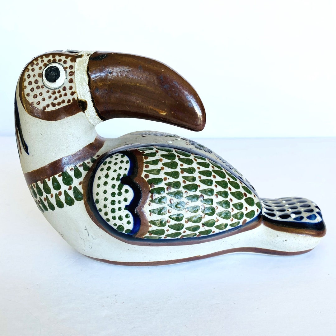 Vintage Tonala Mexico Signed Toucan Bird Figurine Original Label ...