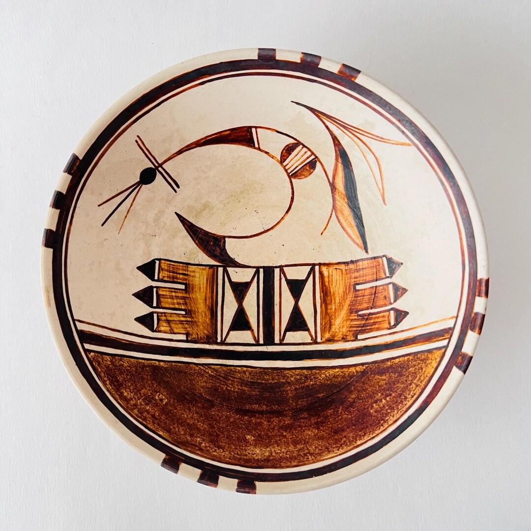 David Salk Art Pottery Bowl Ethnic Native American Geometric 2003 USA ...