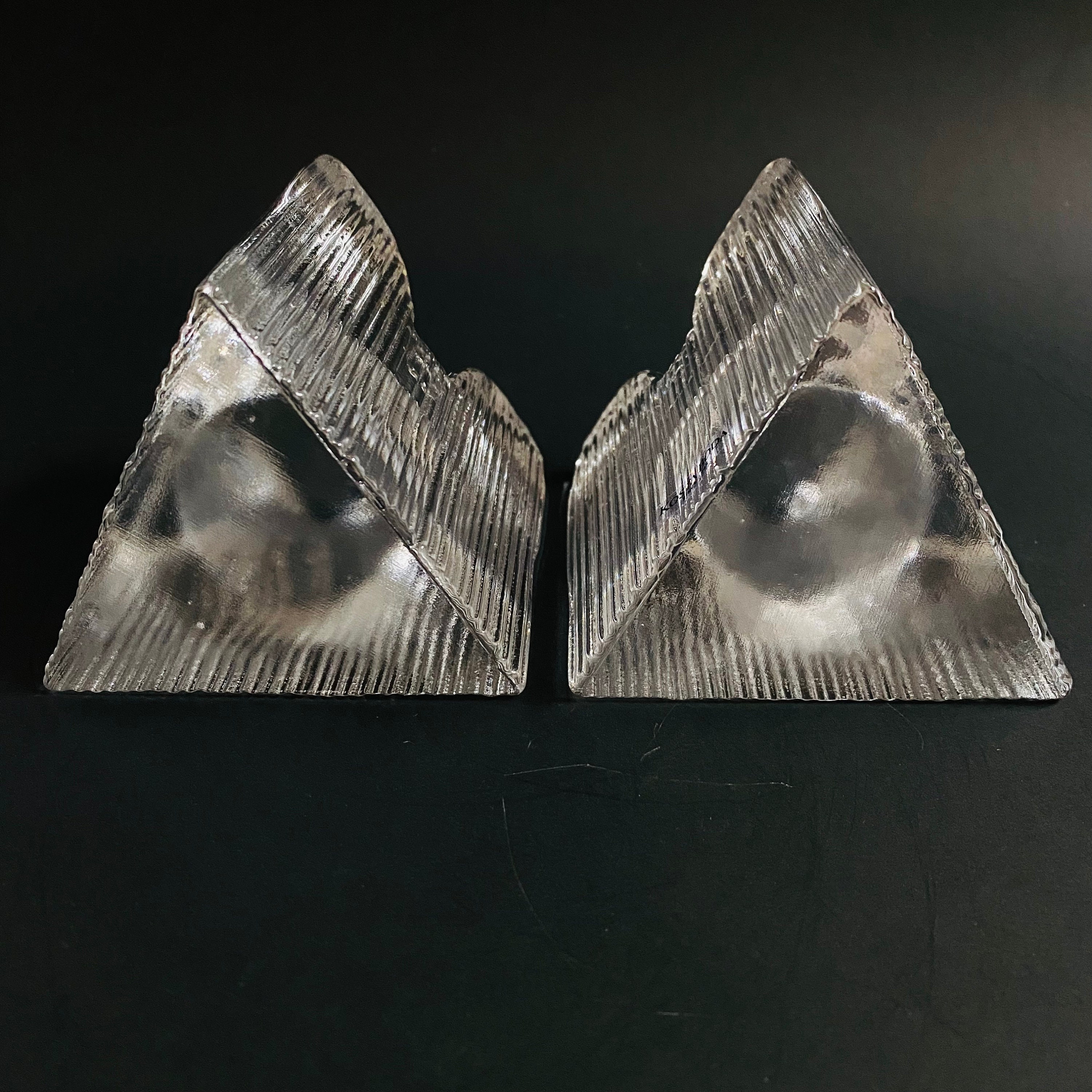 Kosta Boda Skyline Lead Crystal Art Deco Votive Holders Set of 2 Orig ...