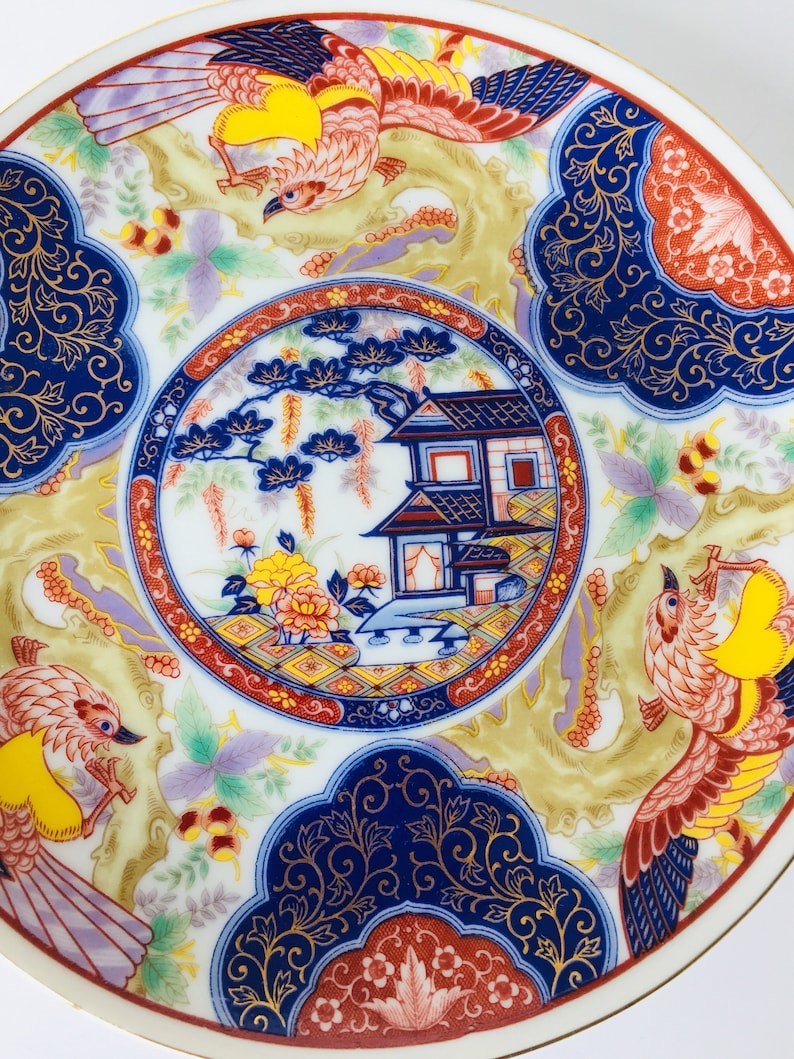 Imari Ware Plate Bird Pattern Pagodas Red Blue Gilt Japan - Etsy