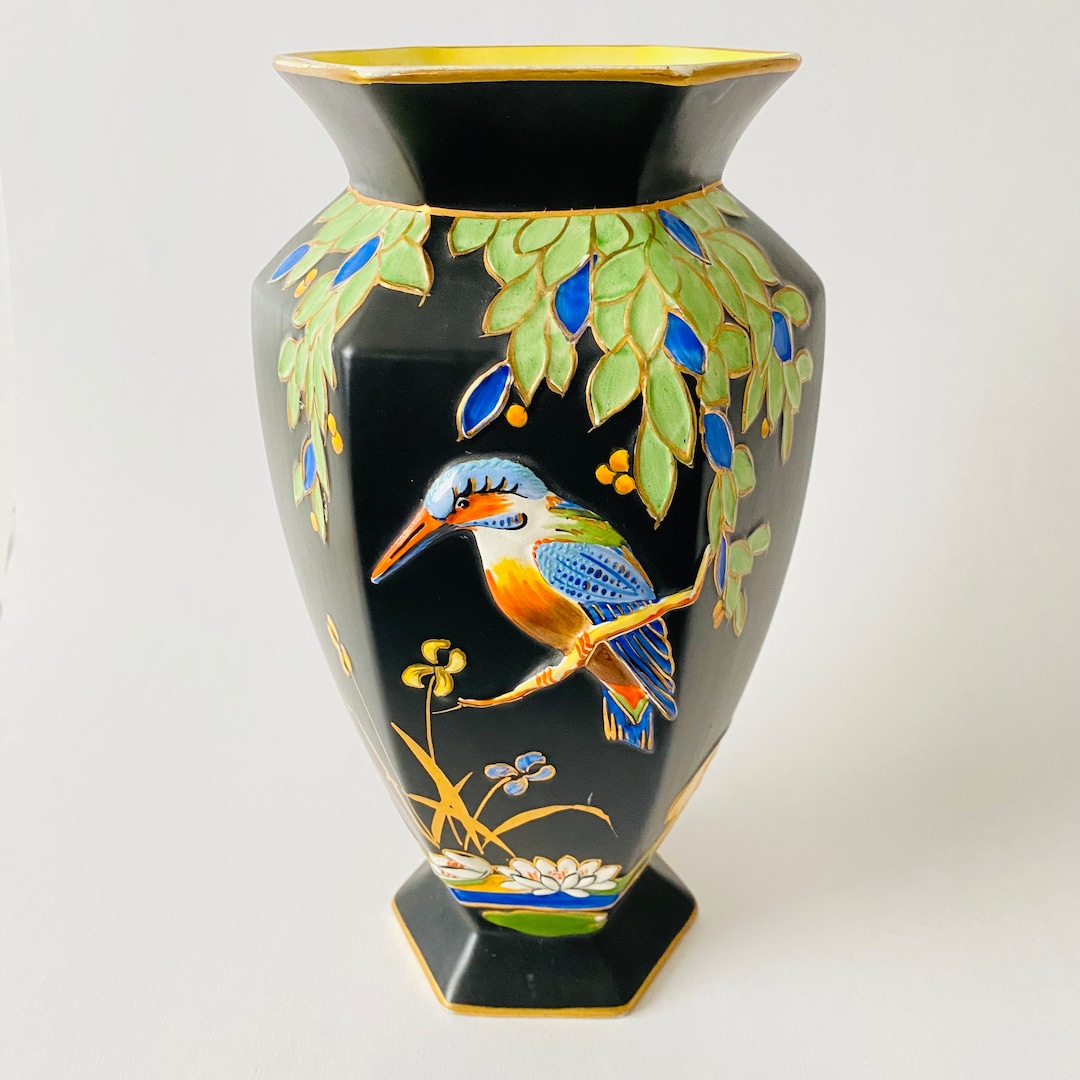 Vintage Falcon Glendoza Ware Vase: Hand-painted Kingfisher Art Deco - Etsy