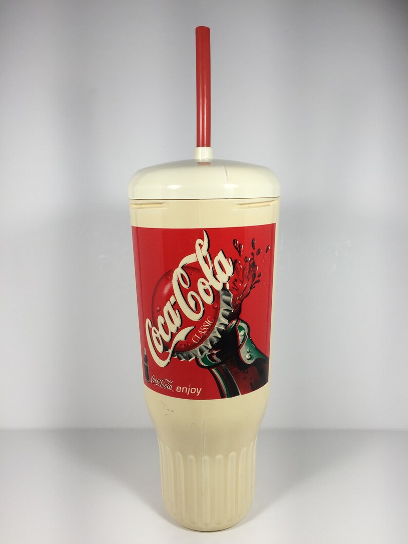 Vintage RARE Coca Cola Plastic Huge 36 Oz Lidded Cup W Straw - Etsy