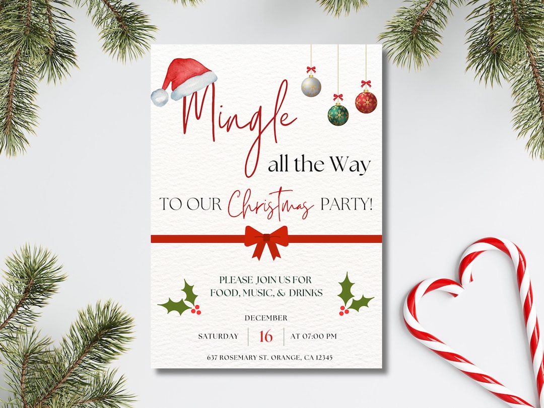 Christmas Party Invitation, Mingle All the Way, Editable Christmas ...