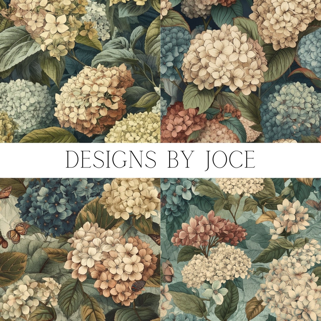 Vintage Hydrangea Bundle Seamless Pattern Digital Download - Etsy